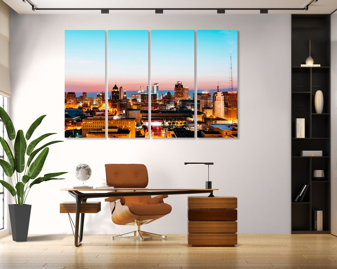 Milwaukee Skyline Print, Milwaukee Prints Canvas, Milwaukee Art Print ...