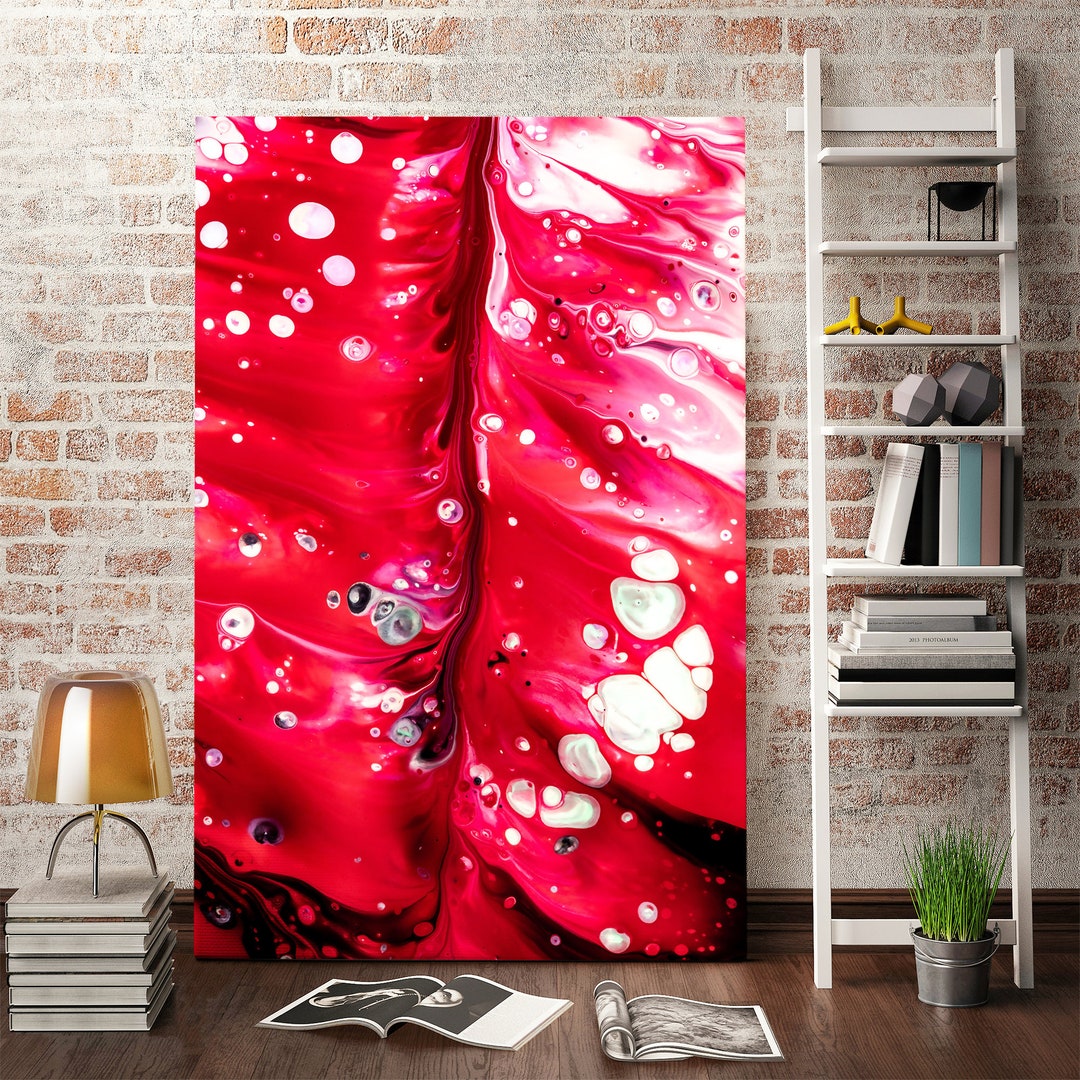 Red Abstract Painting on Canvas, Red Abstract Print Canvas, Abstract ...