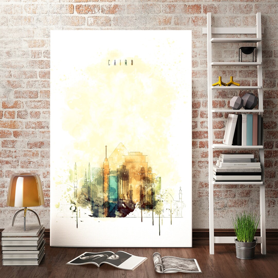 Cairo Wall Art Ideas for Living Room, Egypt Watercolor Art, Cairo ...