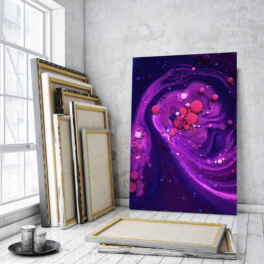 Violet Abstract Painting on Canvas, Original Purple Abstract Decor ...