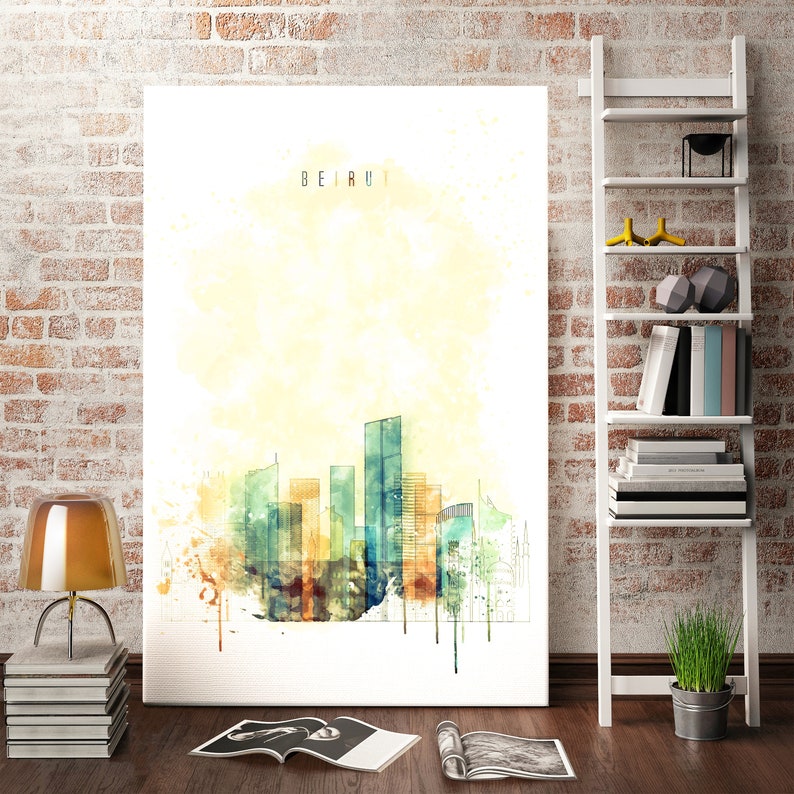 Beirut Watercolor Painting on Canvas Beirut Fashion Drawing | Etsy