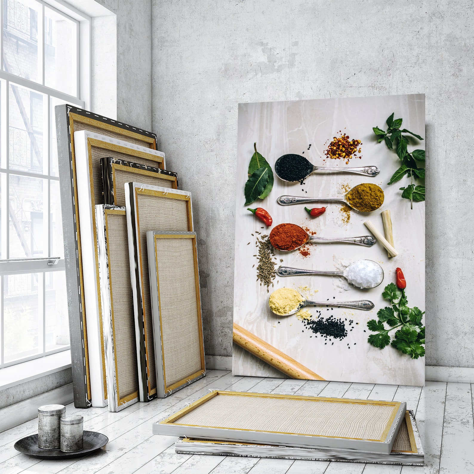Spice Contemporary Design Art for Dining Room, Spices and Herbs, Spoon ...