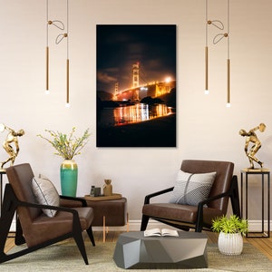 Golden Gate Bridge at Night Wall Decor for Home Golden Gate - Etsy