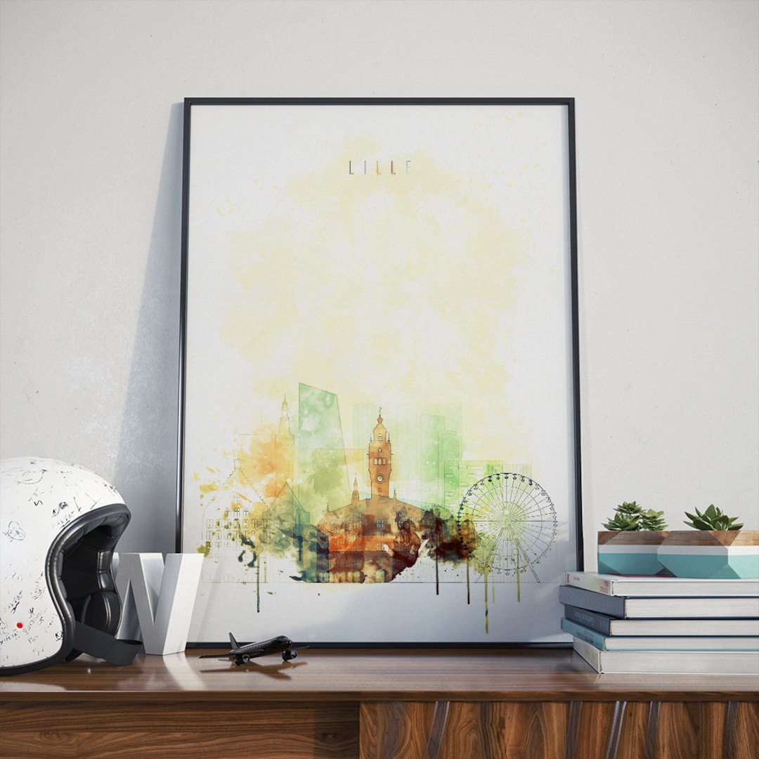 Lille Watercolor Poster, Lille Art for Wall, Lille Cityscape Poster ...