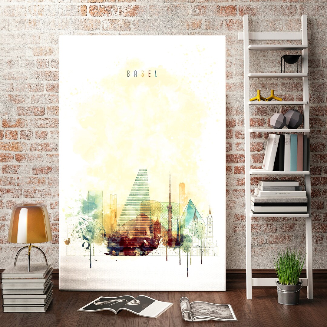 Basel Wall Art for Dining Room, Switzerland Watercolor Painting Decor ...