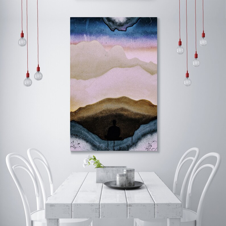 Illustration of Man Sitting With Meditating Abstract Art Decor | Etsy