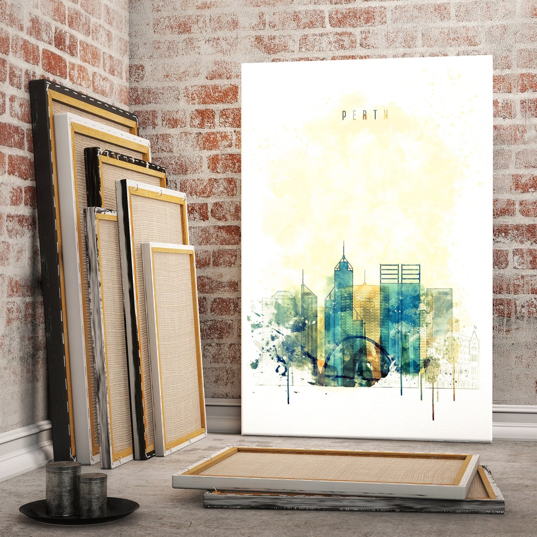 Perth Watercolor Art on Canvas, Australia Interiors Wall Print Art ...