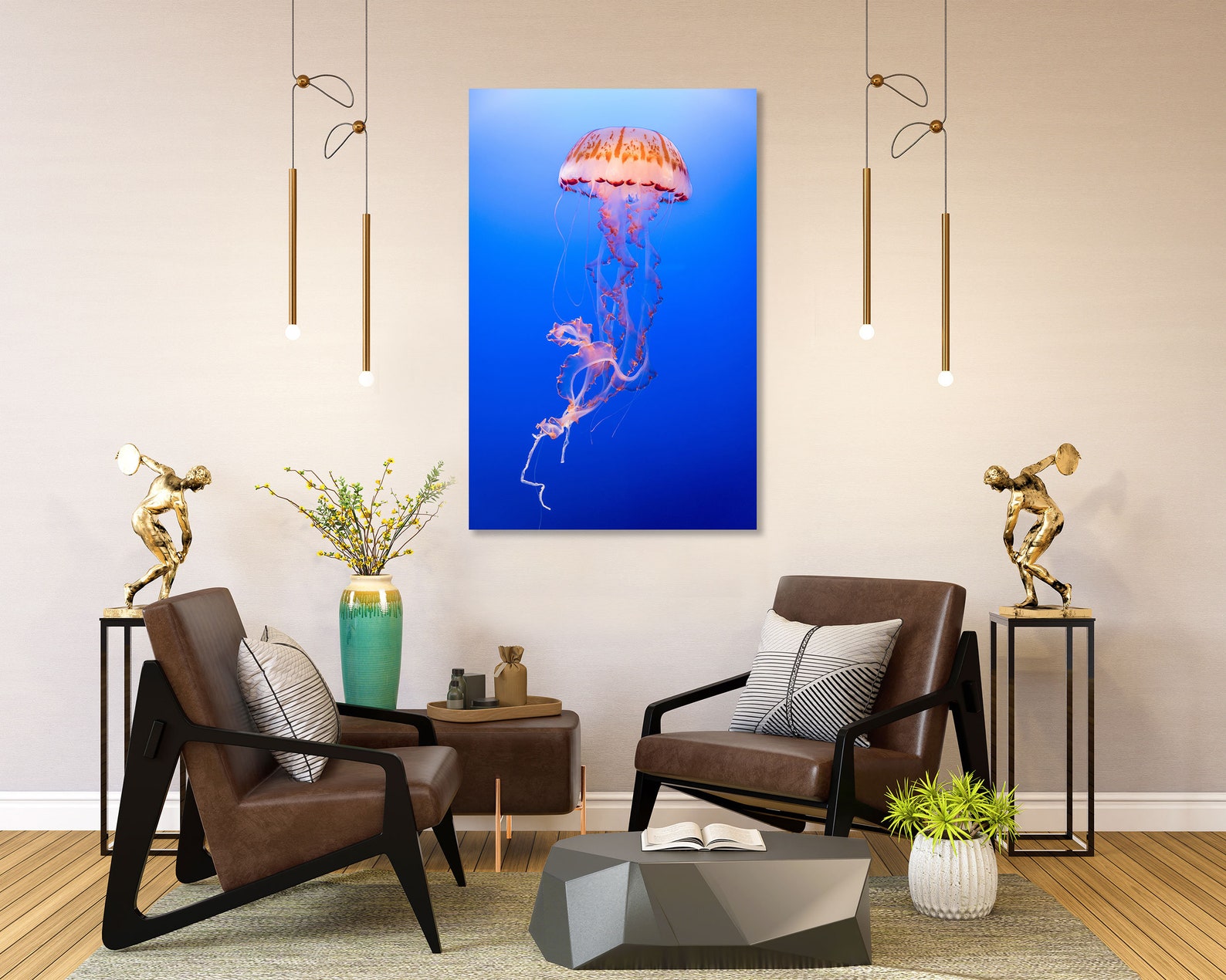 Jellyfish Modern Art Wall Decor, Underwater Life Modern Wall Frames ...