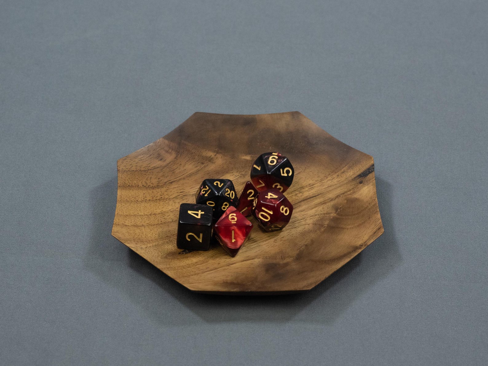 Shallow American Walnut Octagon Bowl-figured+bark Inclusion [aprox 5"x ...