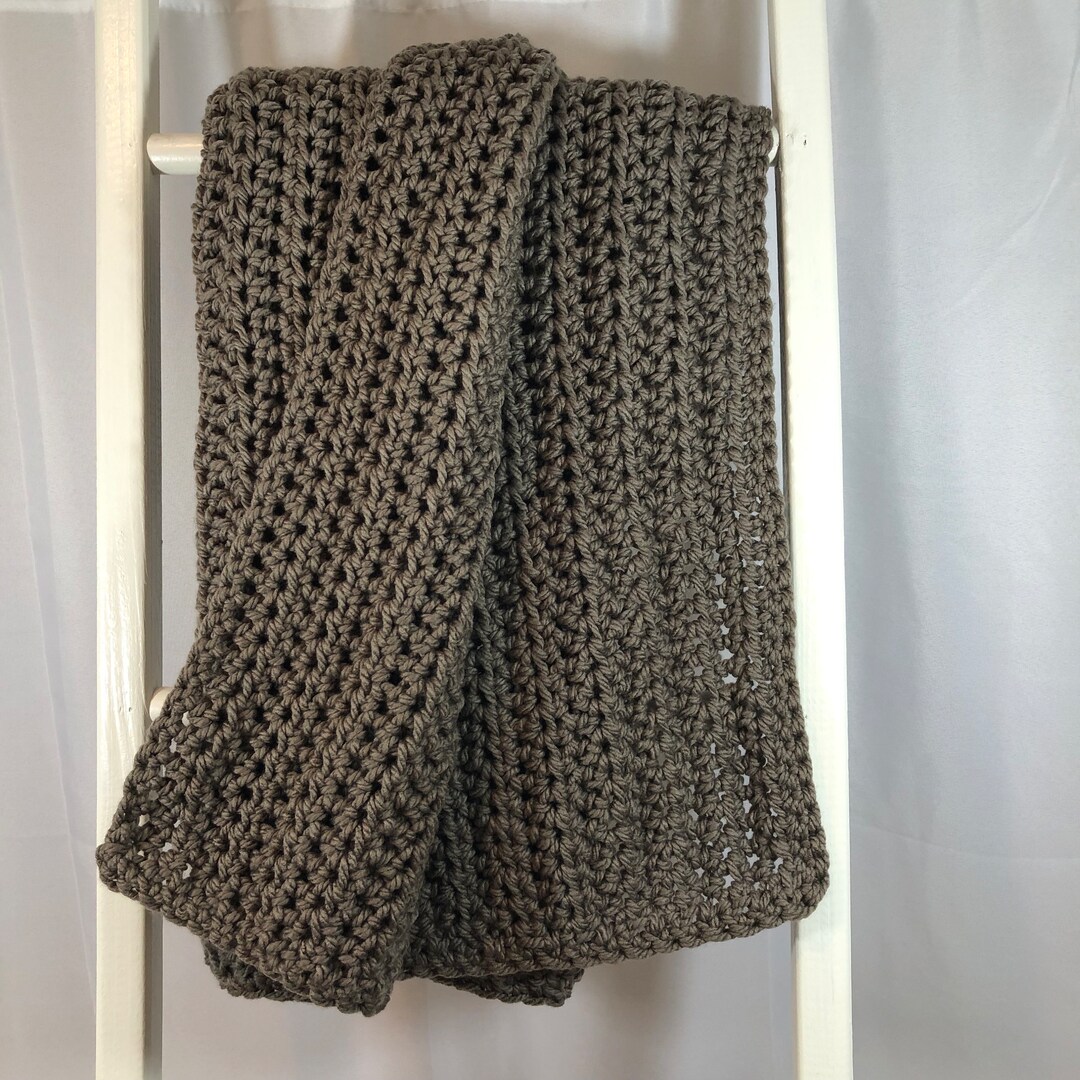 Crochet Chunky Throw Afghan Blanket, Grey Taupe - Etsy