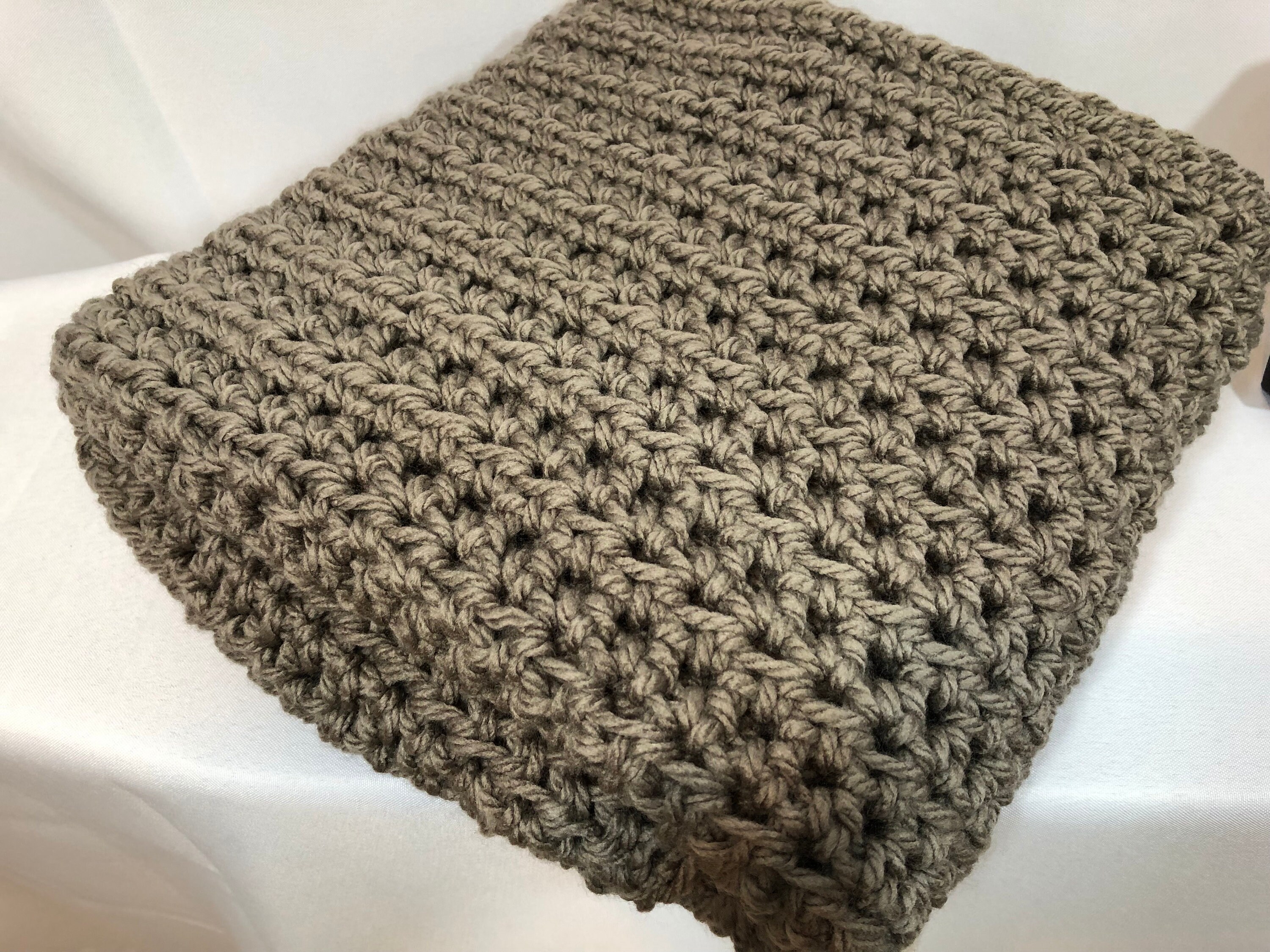 Crochet Chunky Throw Afghan Blanket, Grey Taupe - Etsy
