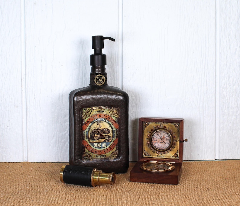 Bats Blood Soap Dispenser | Upcycled Disaronno Bottle, Steampunk Decor ...