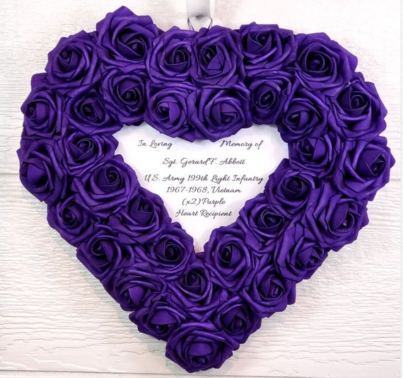 In Loving Memory Purple Heart Recipient Purple Rose Memorial | Etsy