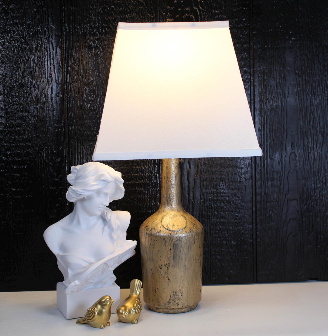 Handmade Gold & Black Table Lamp | Upcycled Hennessy Bottle - Etsy