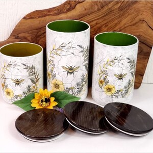 Handmade Bee & Wildflower Canister Set | Vase With Yellow Poppies ...