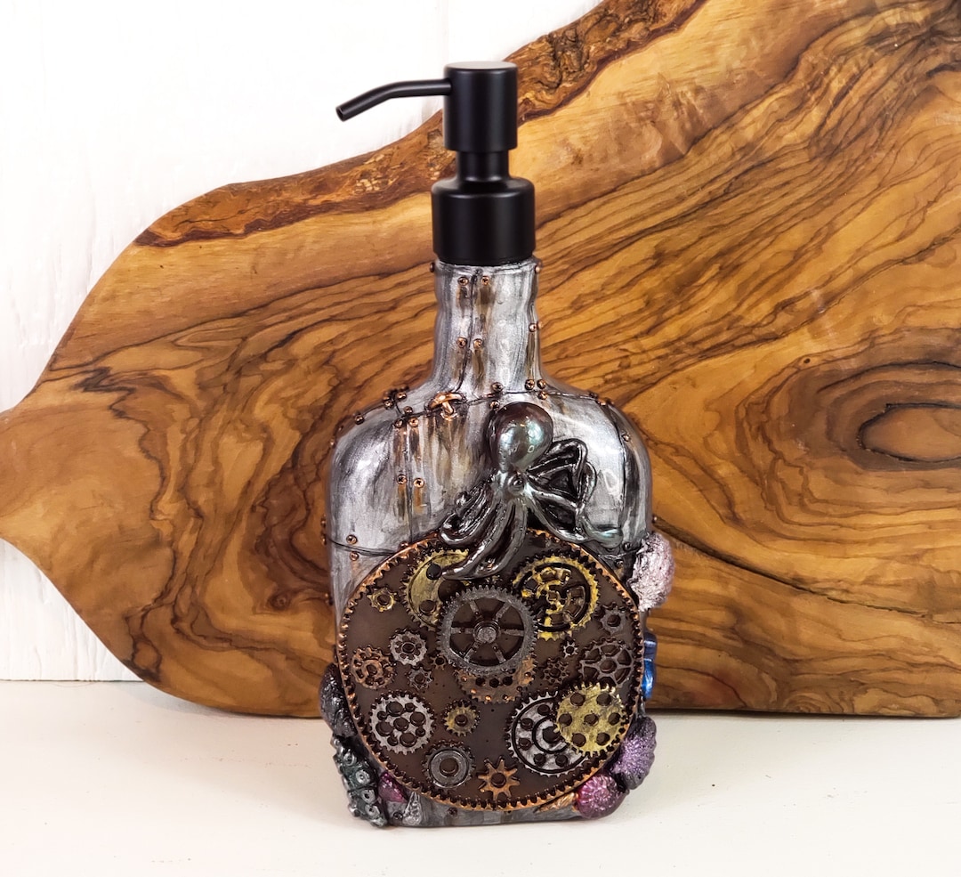 Steampunk Gears, Octopus Tentacles Hand Soap Dispenser Octopus Art ...
