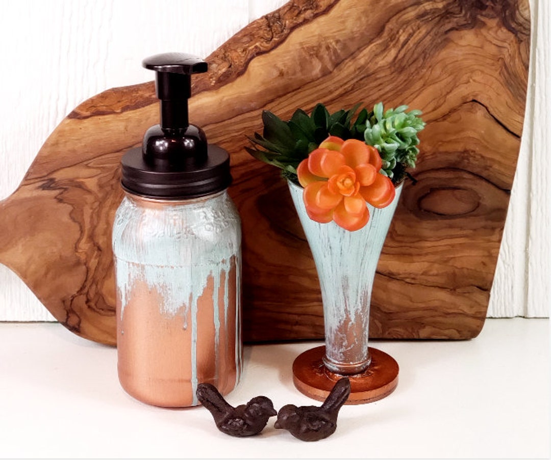 24 Oz Copper Patina Up-cycled Mason Jar Hand Soap/hand Lotion Dispenser ...