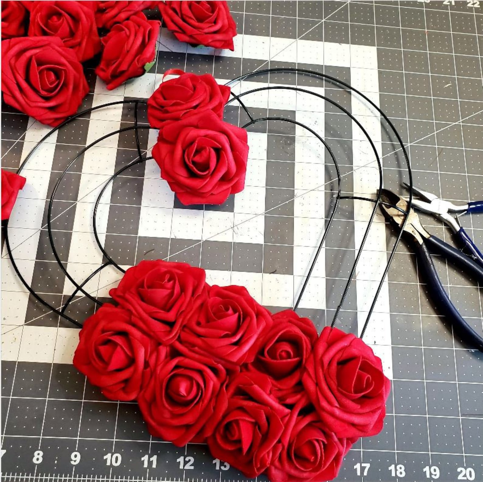 Available in 3 Shapes and Sizes Dark Red Rose Heart Wreath - Etsy