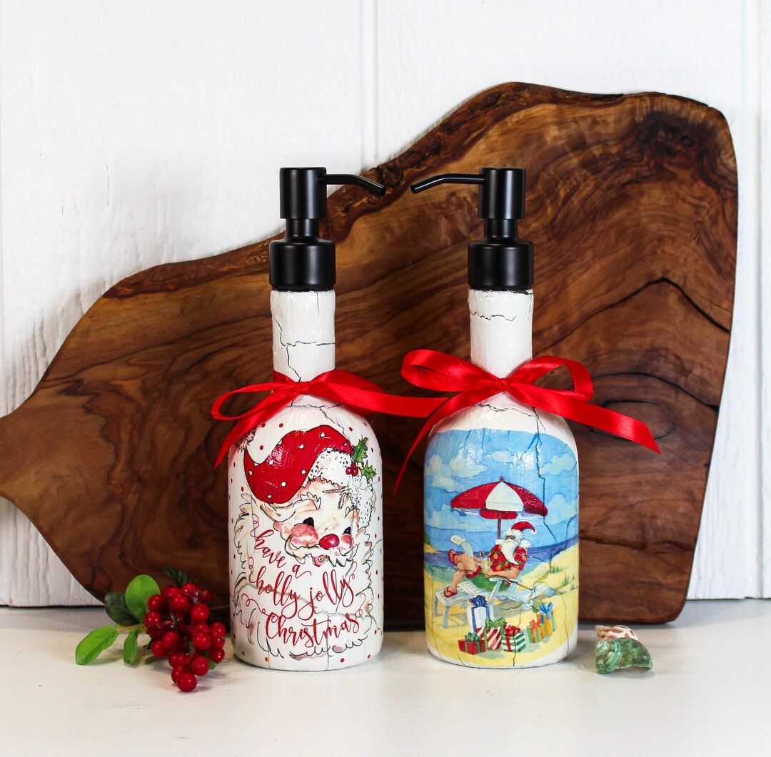 Jolly Old Santa Claus Sun and Sand Beach Santa Claus Up-cycled Bottle ...