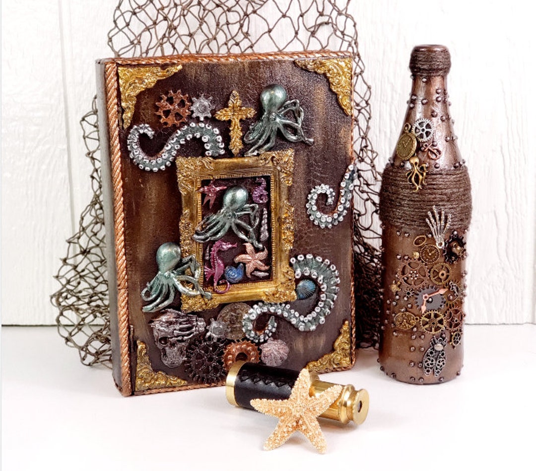 Steampunk Octopus Hidden Secrets Treasure Book Box - Etsy