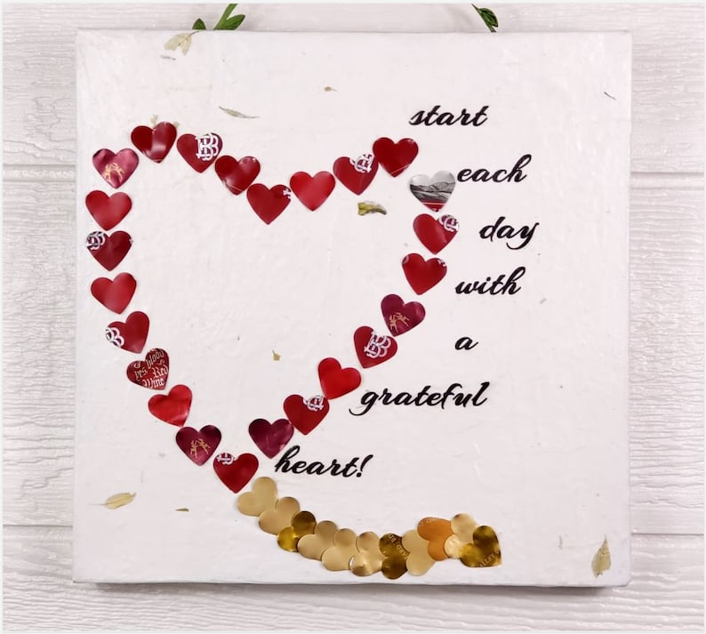 Valentine Sine Start Each Day With A Grateful Heart Up-cycled - Etsy
