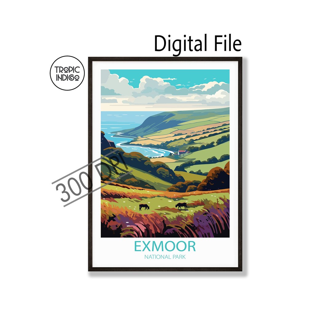 Exmoor Travel Poster, Landscape Scene , Digital Download 300dpi, High ...