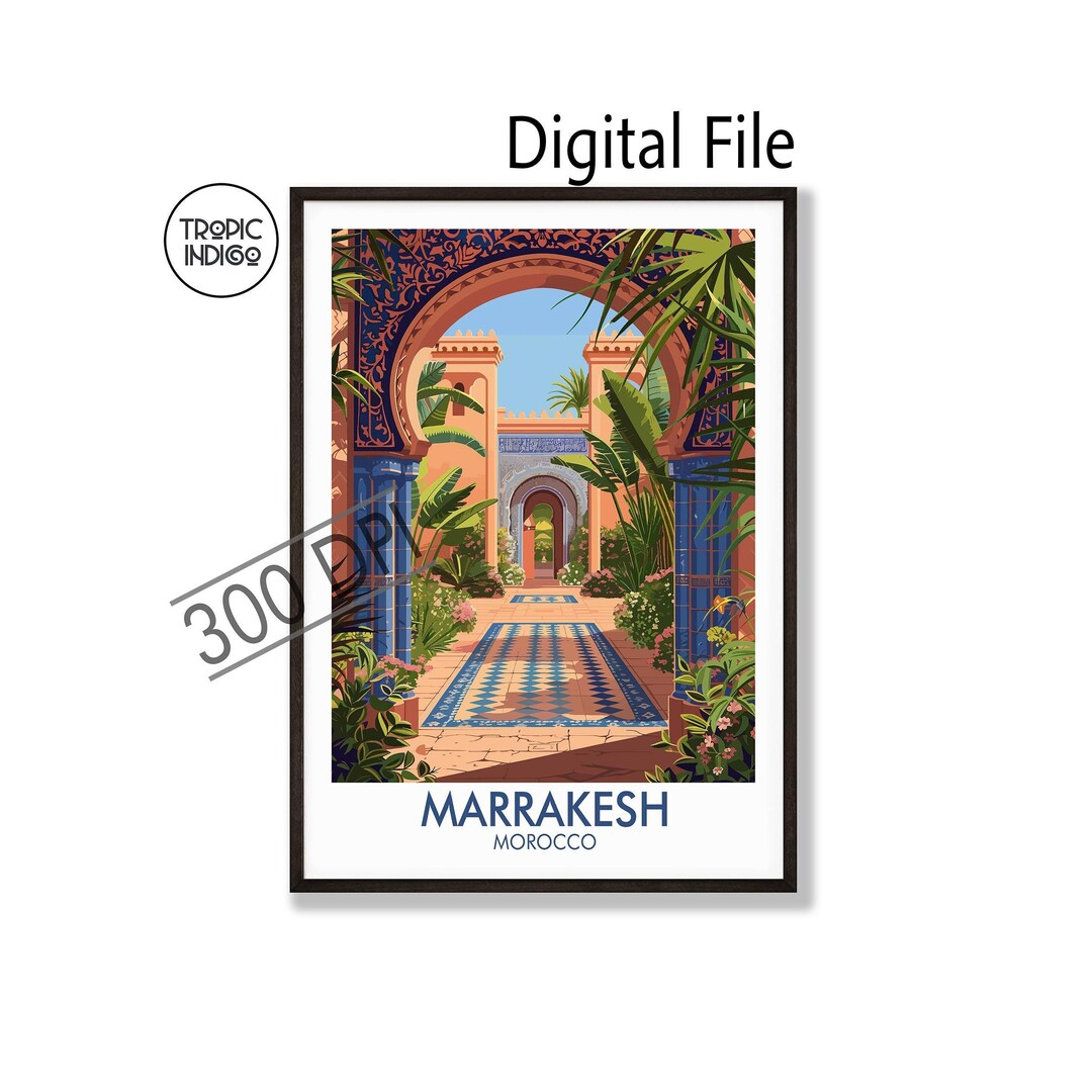 Marrakesh Morocco Travel Poster, Digital Download 300dpi, High ...