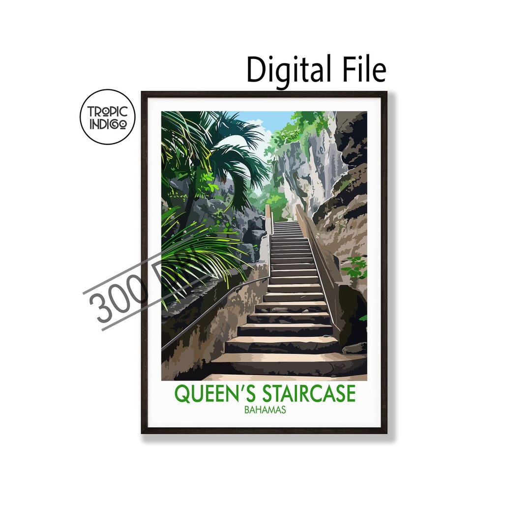 Queens Staircase Bahamas Travel Poster, Digital Download 300dpi, High ...