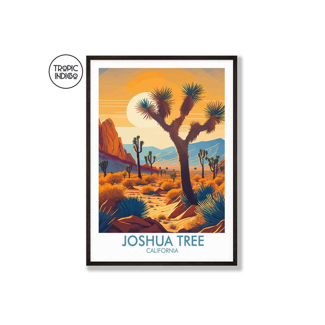 Joshua Tree Travel Poster, USA Vacation Souvenir, Framed or Unframed ...