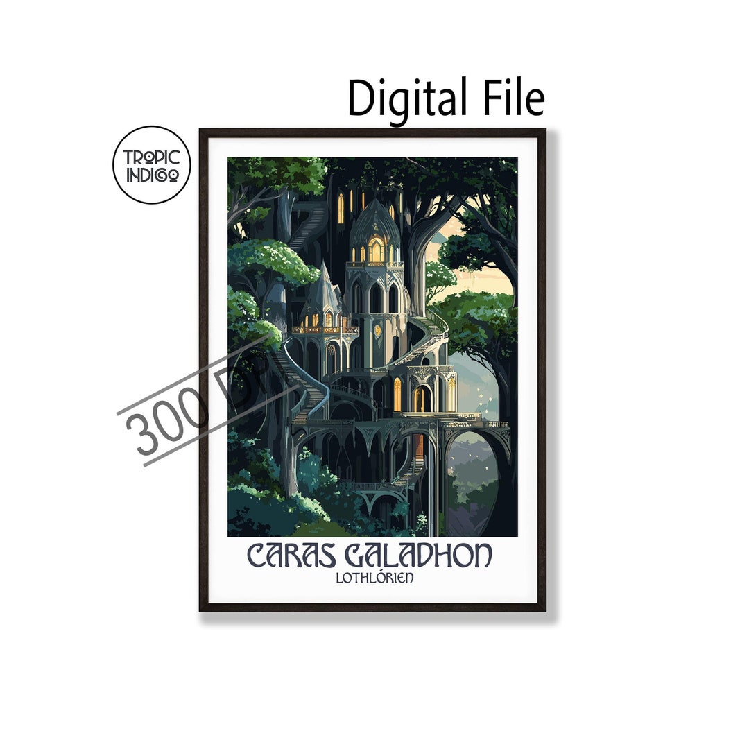 Lothlorien Caras Galadron Travel Poster, Digital Download 300dpi, High ...