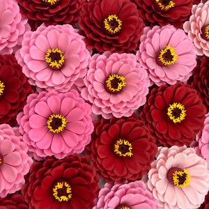 Mini Zinnia Template Paper Flower Small/medium/large PNG SVG DXF ...