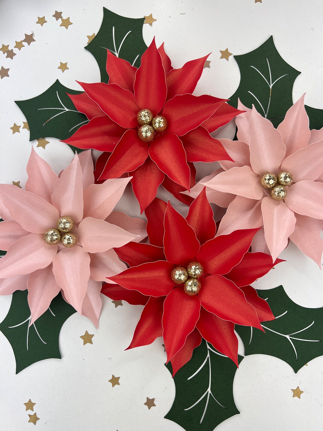 Mini Paper Poinsettia 2 Template PNG SVG DXF | Cricut & Silhouette ...