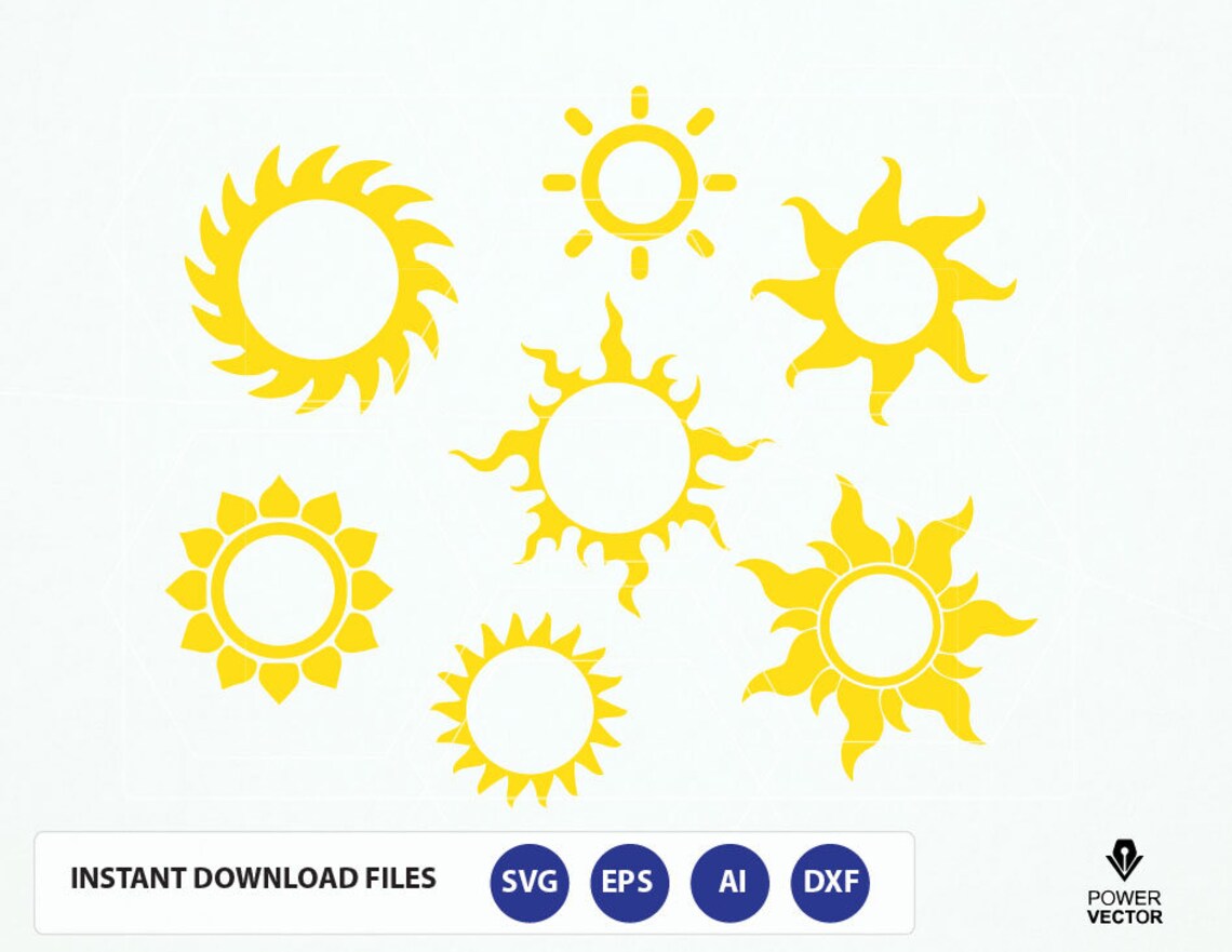 Sun SVG Sun monogram Summer svg Sunlight svg Sun dxf | Etsy