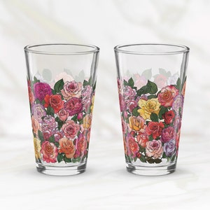 Rose June Birth Flower Glass Iced Coffee Glassware 21st - Etsy
