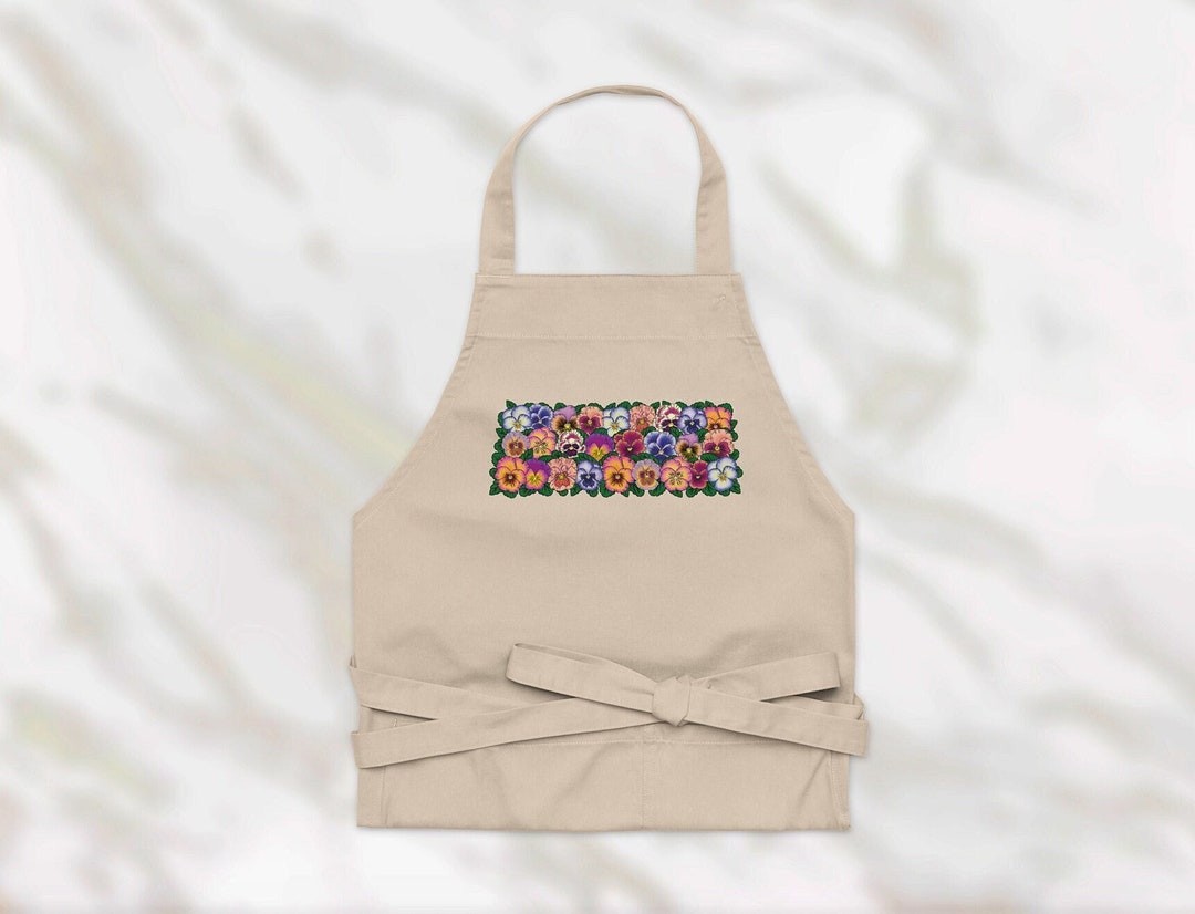 Violet Pansy February Birth Flower Apron Floral Women's Cooking or ...