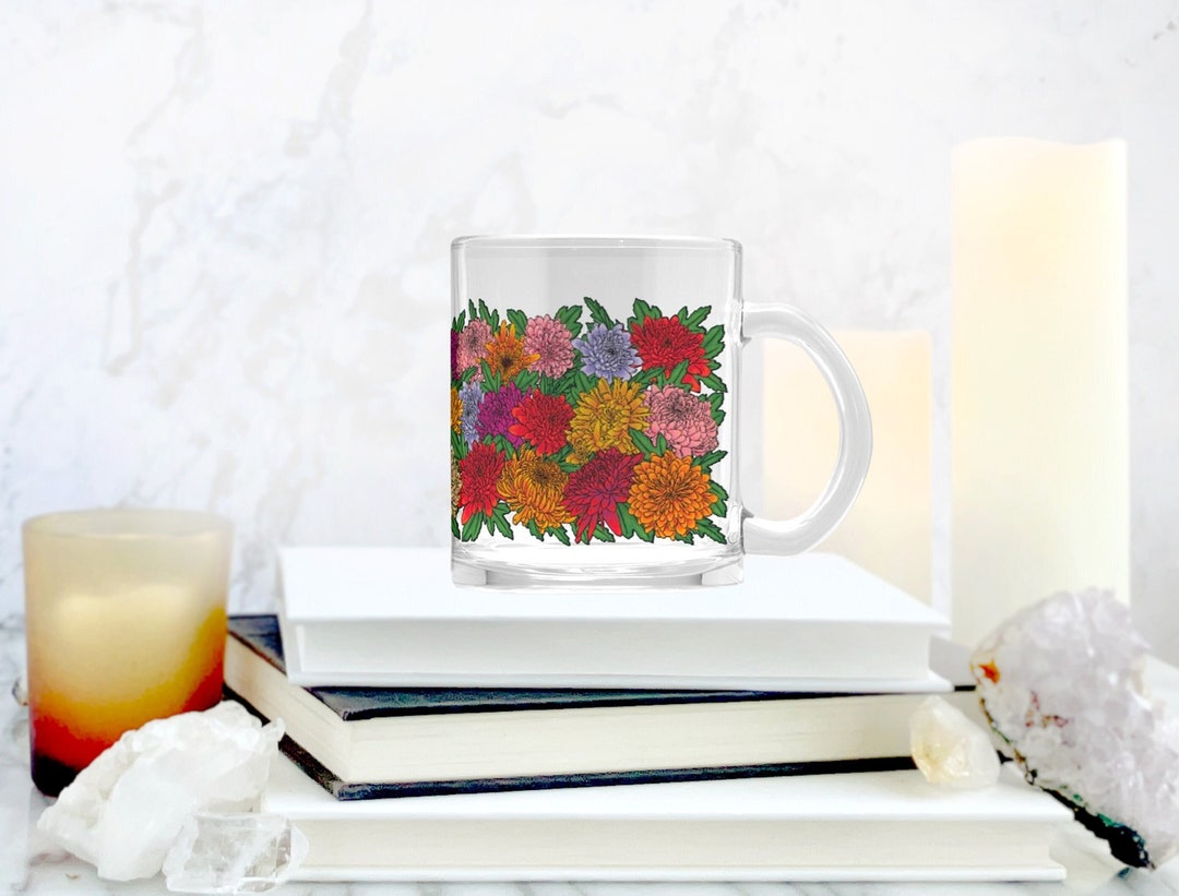 Chrysanthemum November Birth Flower Glass Coffee Mug - Etsy
