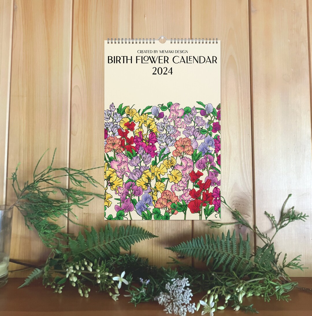 2024 Birth Flower Wall Calendar Floral Month Hanging Wall Calendar Gift ...