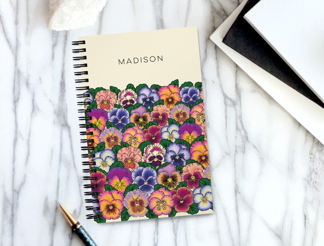Violet & Pansy February Birth Flower Notebook Personalized Custom ...