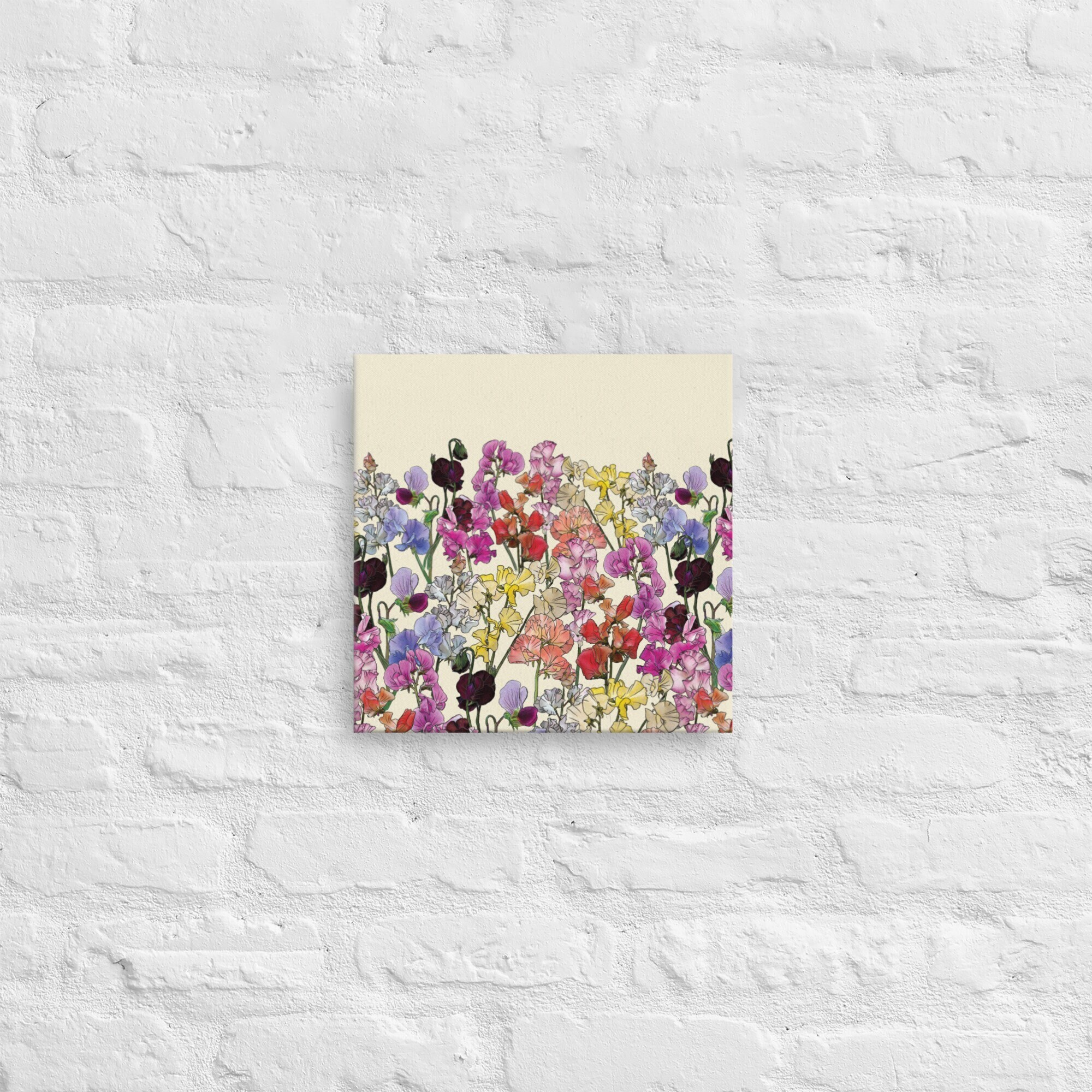 Rainbow Sweet Pea April Birth Flower Canvas Maximalist Wall - Etsy