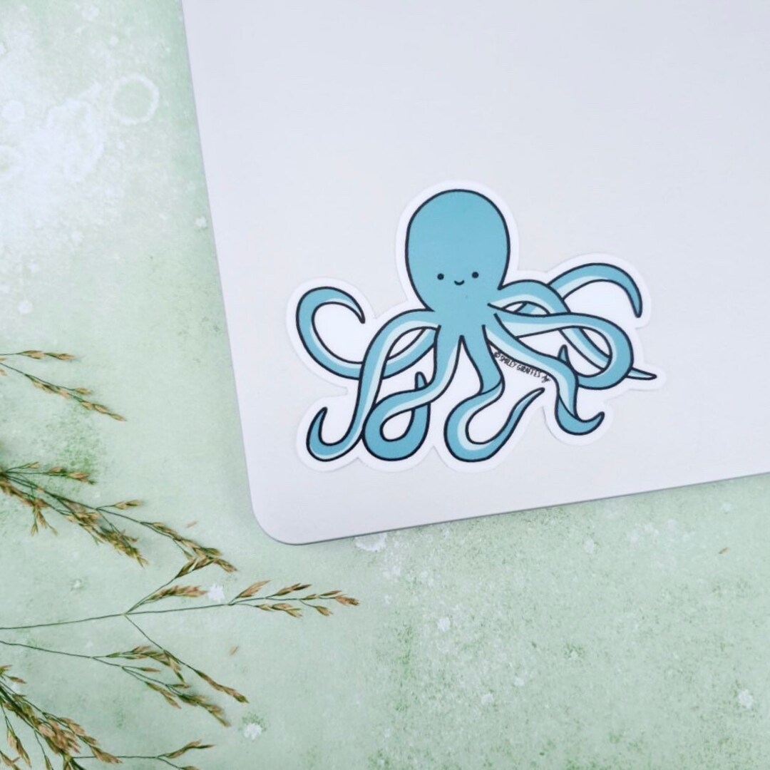 Smiley Octopus Vinyl Sticker | Waterproof - Etsy
