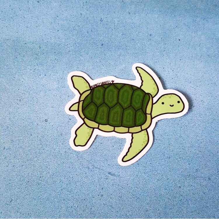 Smiley Turtle Vinyl Sticker | Waterproof - Etsy