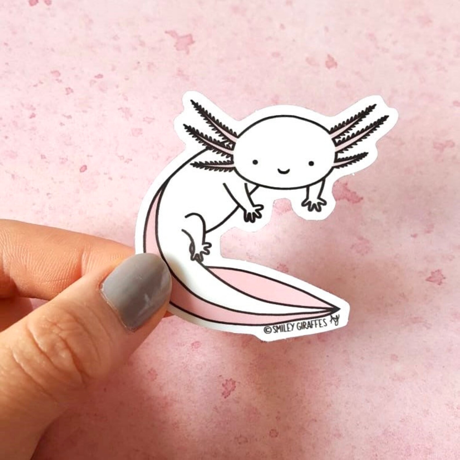 Smiley Axolotl Vinyl Sticker | Waterproof - Etsy
