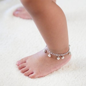 18k Gold Silver Plated Baby Bell Anklet, Jingle Sound, Baby Shower Gift ...