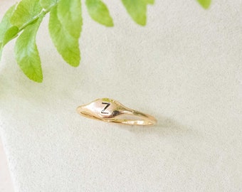 Gold Initial Ring / Gold K Ring / Personalized Initial / Letter Ring / K Ring Bridesmaids Gifts ...