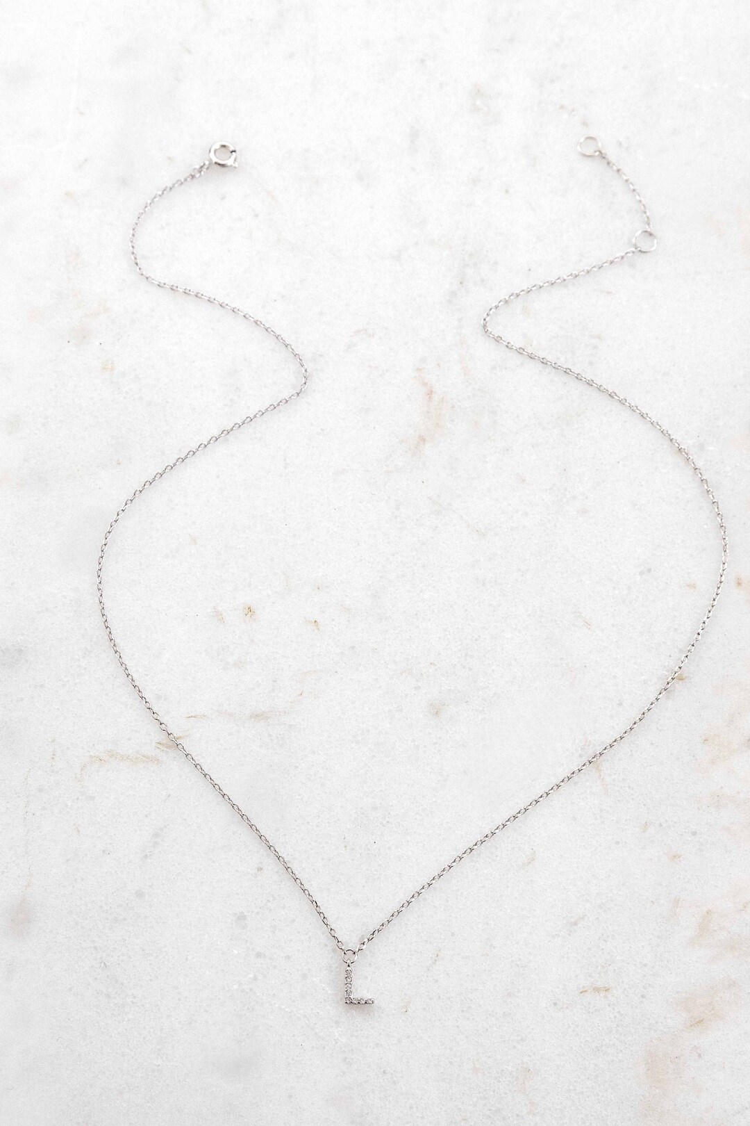 Initial Stone Necklace sterl. L - Etsy UK