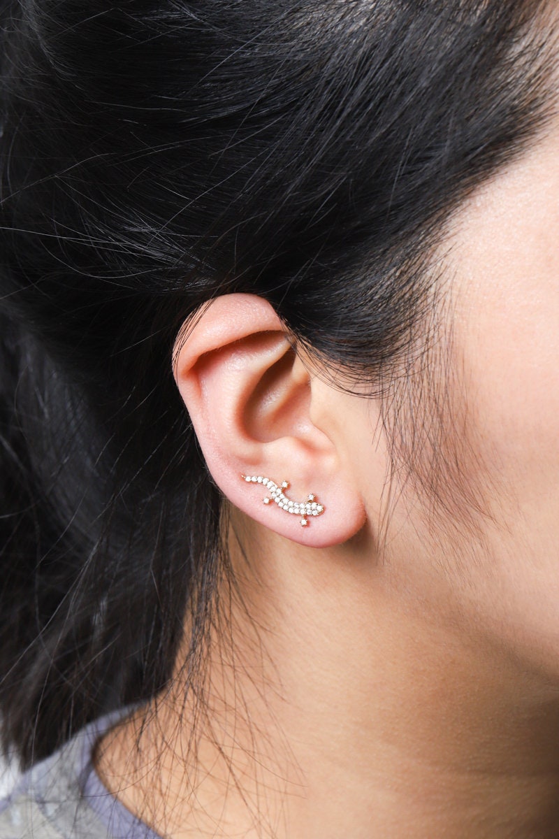 Lizard Ear Pin Earrings 3 colors | Etsy