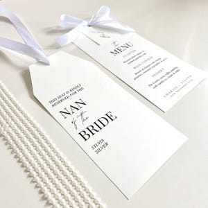 Wedding Menu/name/reservation Tags Bundle Formal Elegant Minimal ...