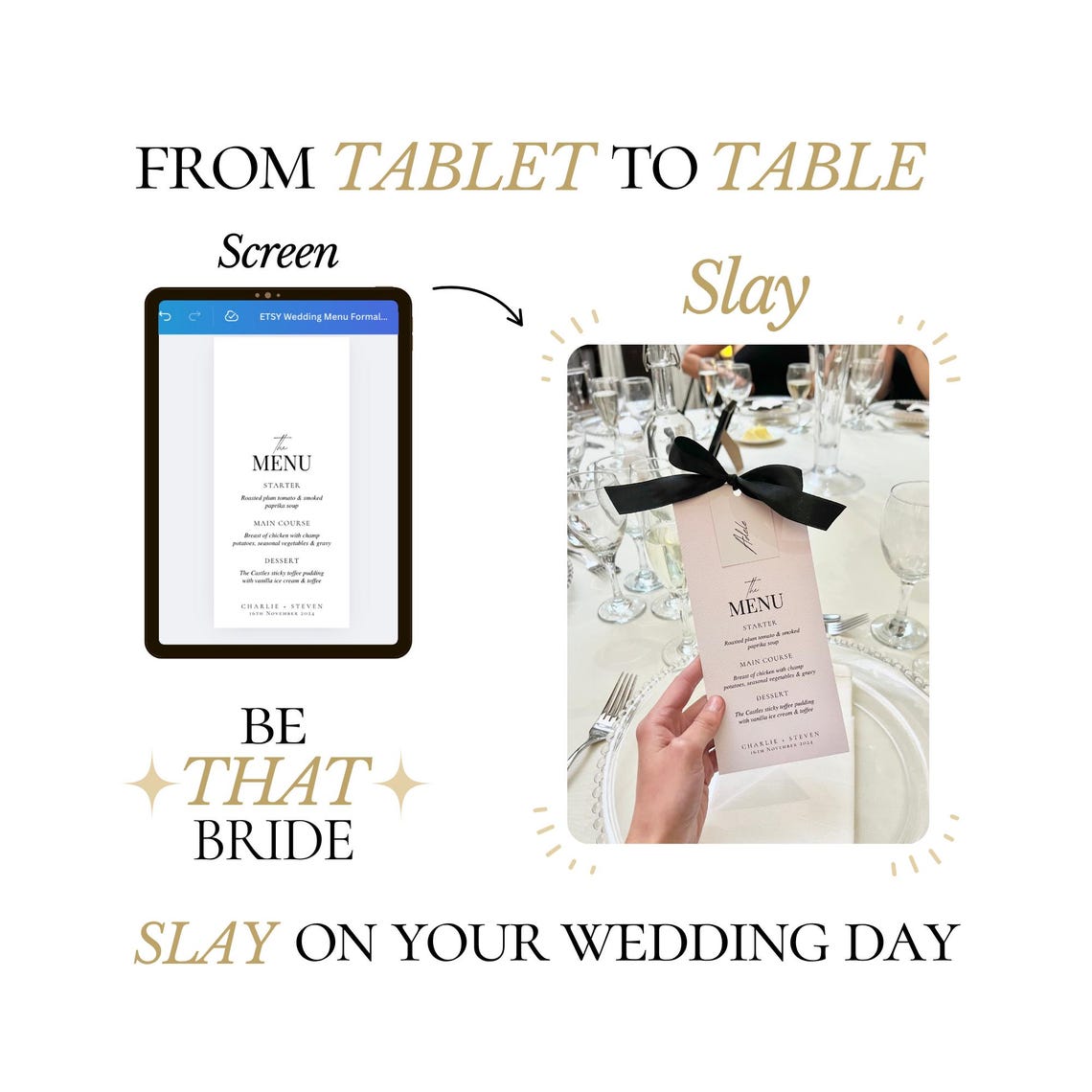 Wedding Menu/name/reservation Tags Bundle Formal Elegant Minimal ...