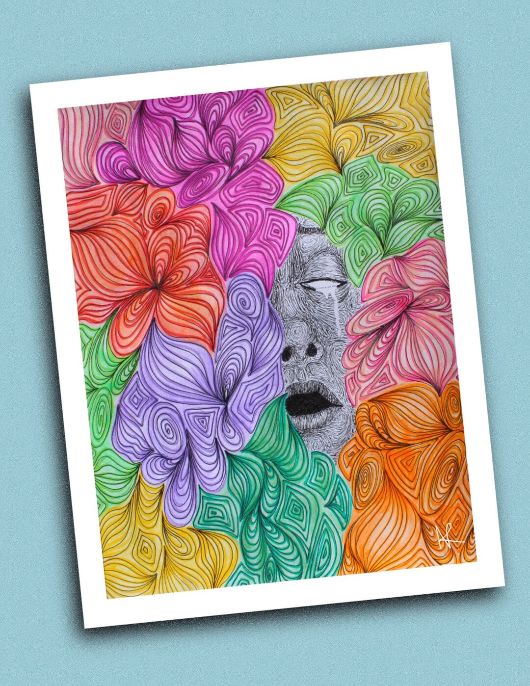 Art Print Psychedelic Art, Abstract Art, Line Drawing, Mental Health ...