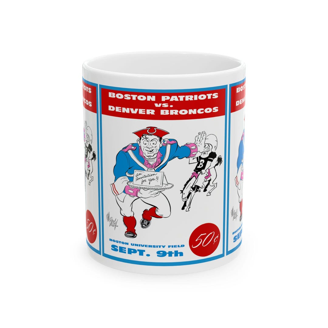 Vintage Football Ceramic Mug, 1960 Denver Broncos Boston Patriots Mug ...